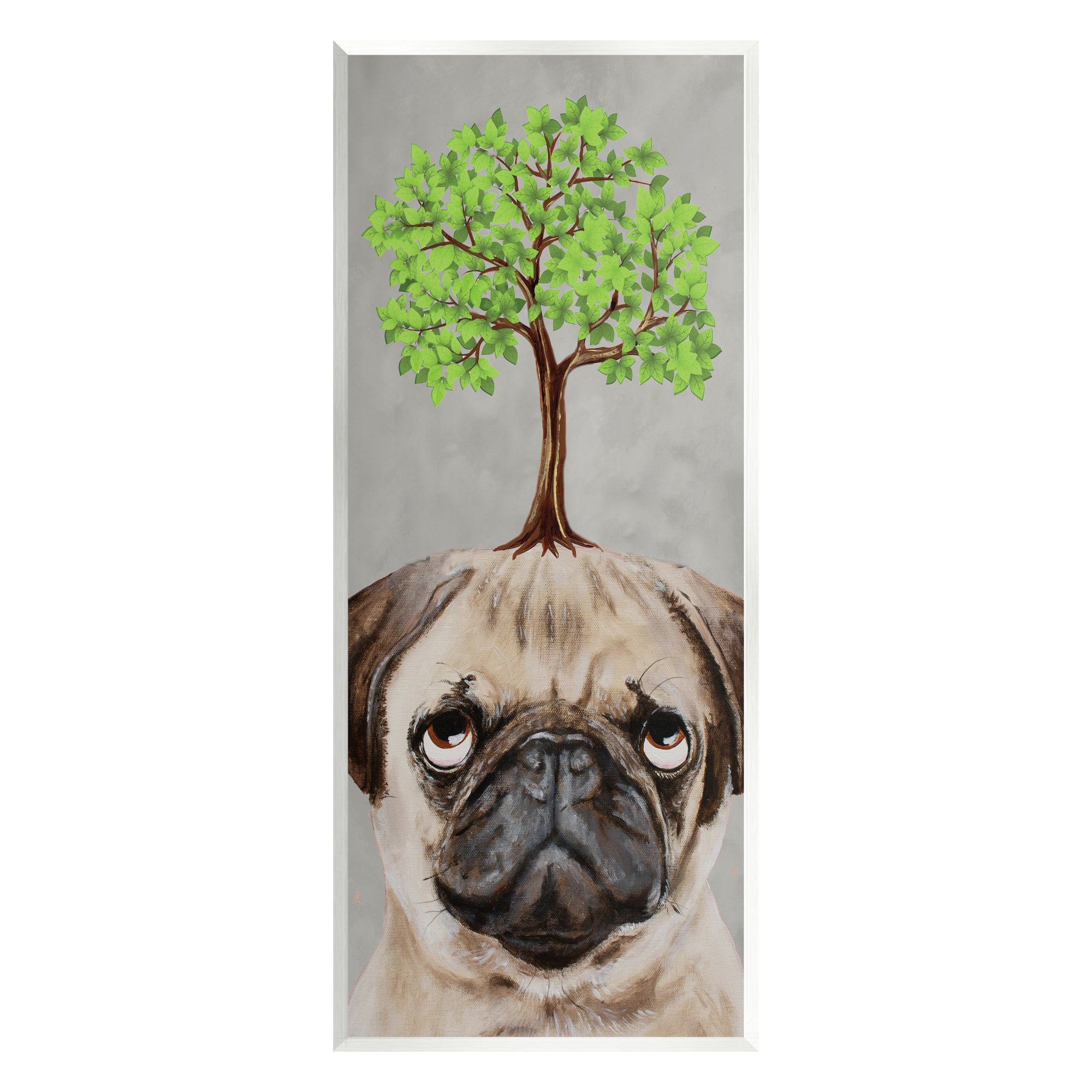 Stupell Industries Pug Growing Tree Portrait Wall Plaque Art By Coco De ...