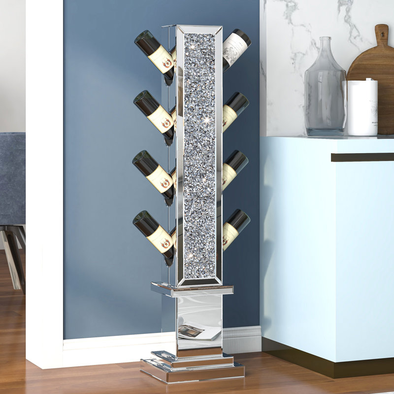 Everly Quinn Amla 8 Bottle Floor Wine Bottle Rack in Silver & Reviews ...
