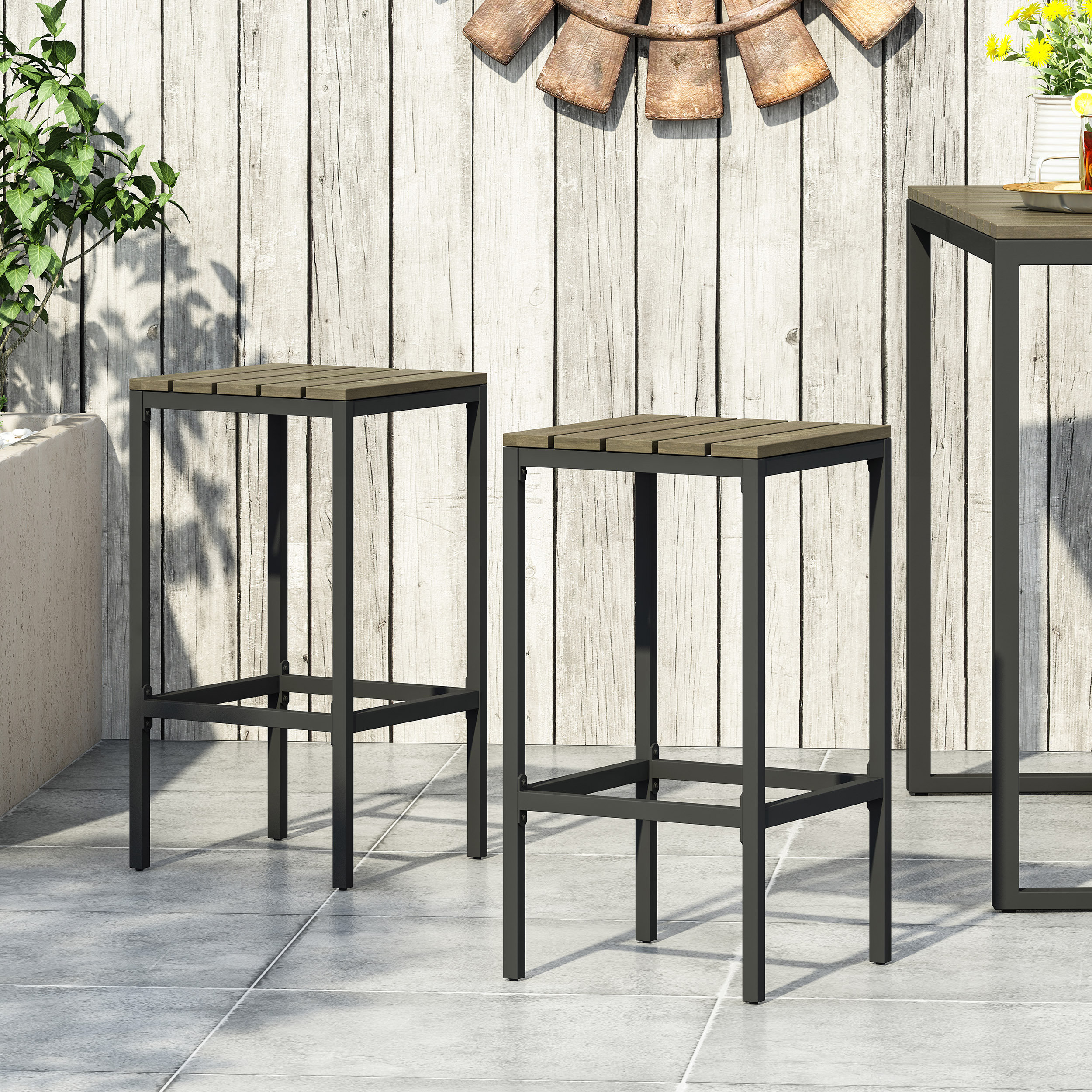 17 Stories Acacia Outdoor Stool & Reviews | Wayfair
