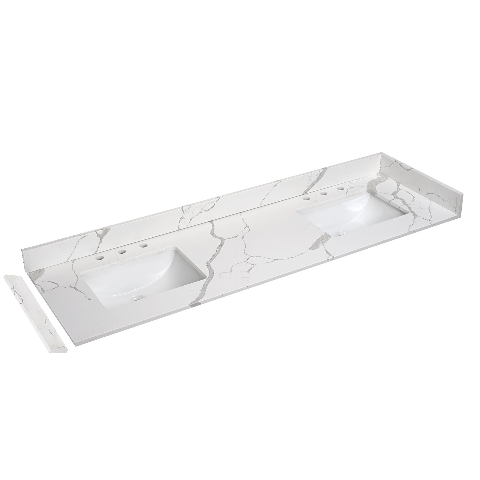 Enyibath 72"Quartz Bathroom Vanity Top with Two Sidesplashs & One ...