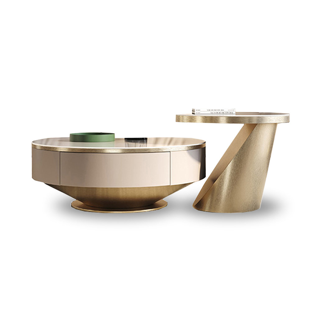 Orren Ellis Modern and simple Rock plate Coffee table with circular ...