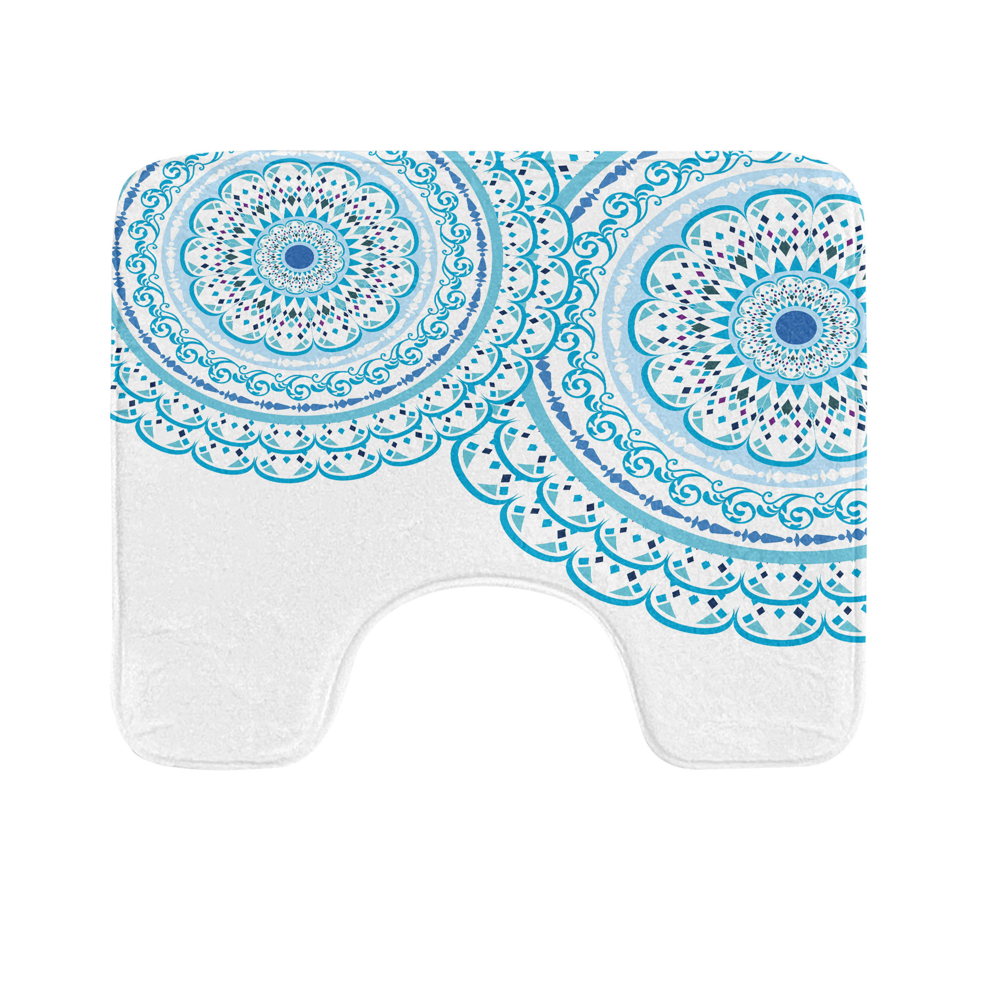 Bungalow Rose Mandala Toilet Mat U-Shape Bathroom Rug 20" Sky Blue Pale ...