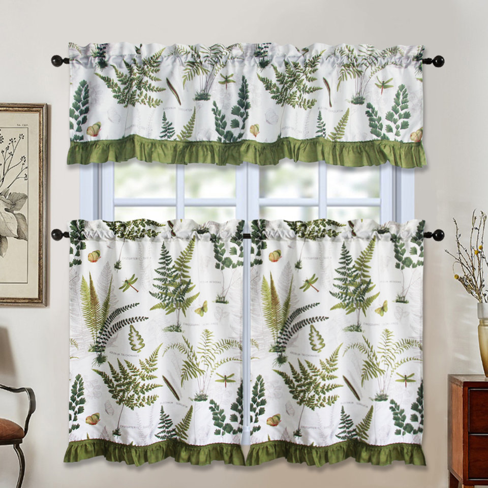 Winston Porter BT589-D1 3PC RUFFLED KITCHEN CURTAIN | Wayfair