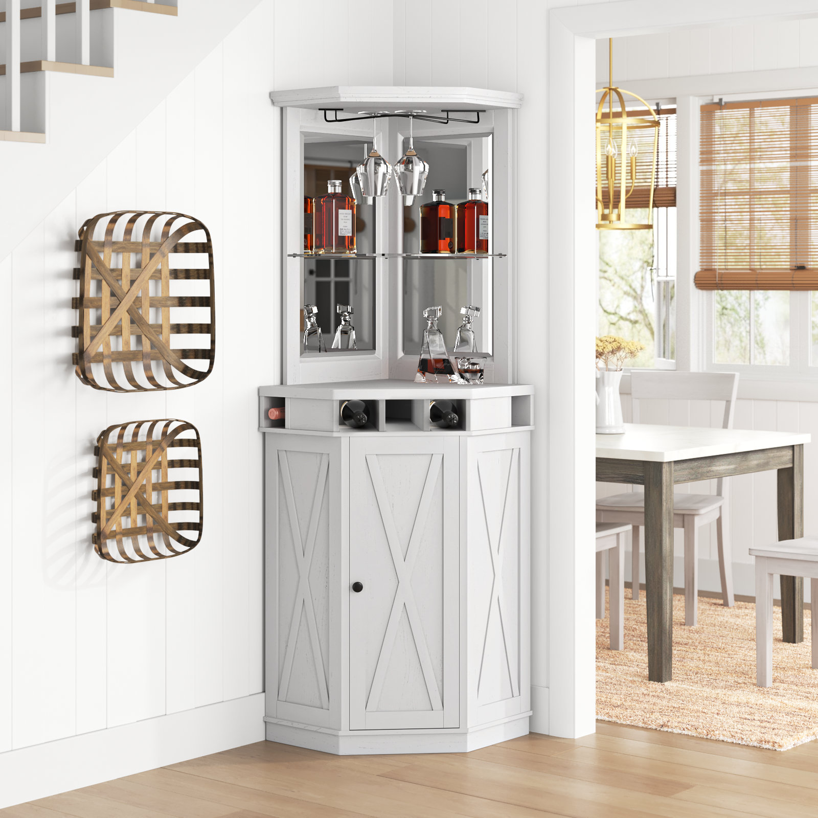 corner bar unit white