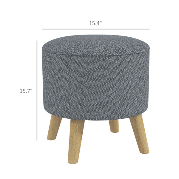 George Oliver HOMCOM Storage Ottoman, Round Stool Chair With Cushioned ...