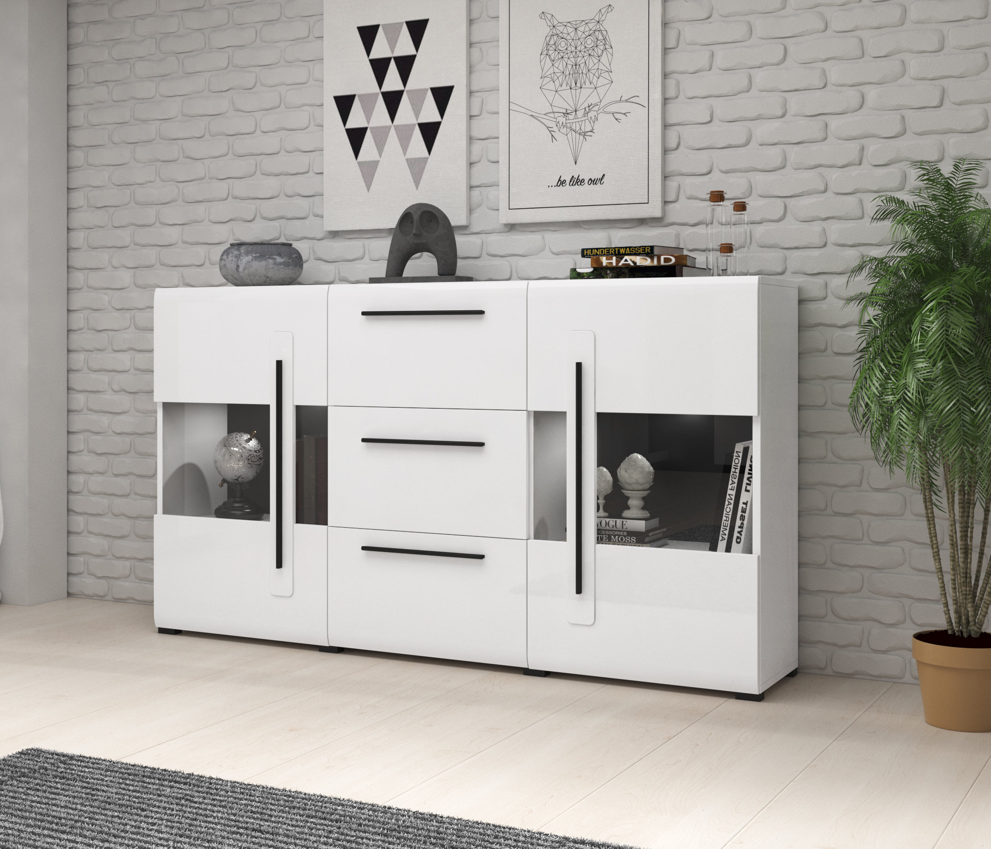 Wade Logan Aimes 180 Cm Wide 3 Drawer Highboard | Wayfair.co.uk