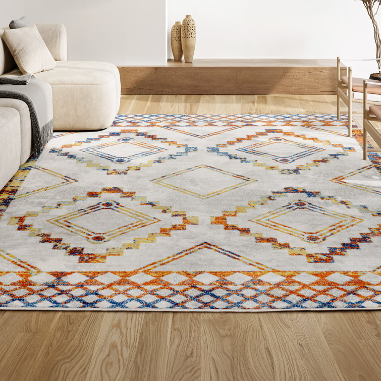 Union Rustic Amir Moroccan Beni Souk Ivory/Blue/Orange Rug & Reviews ...