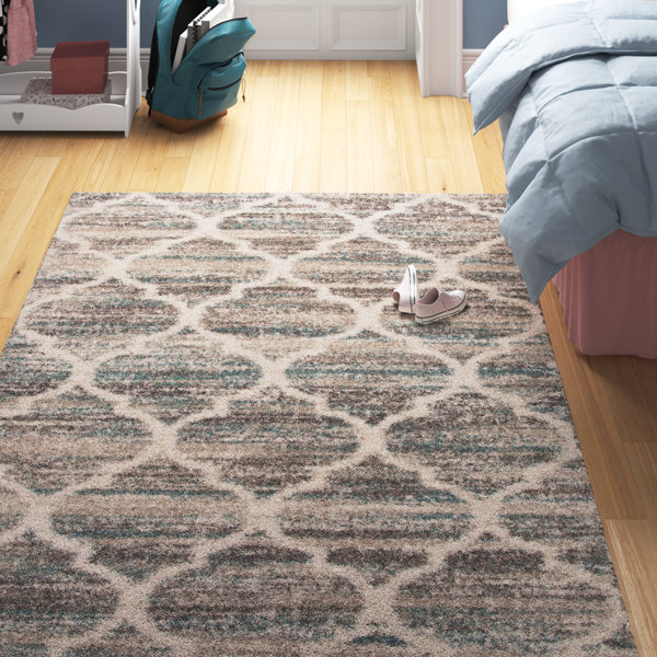 Lark Manor Aleyssa Geometric Blue/Brown/Tan Area Rug | Wayfair