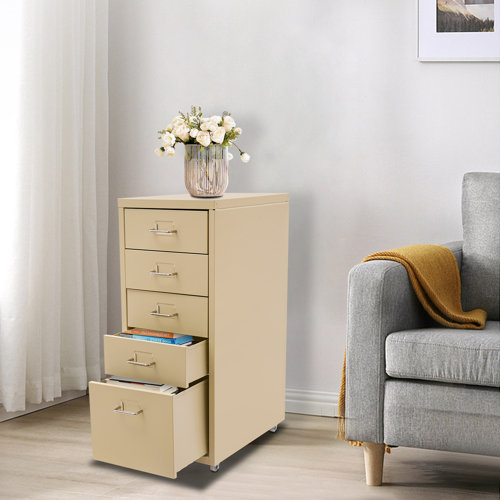Ebern Designs Riesner 5-Drawer Storage Cabinet with Wheels | Wayfair