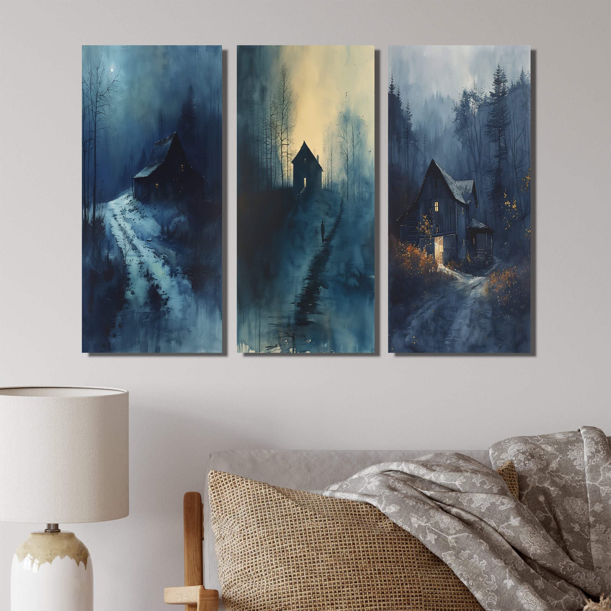 Millwood Pines Blue Mystic Winter Barn In The Dark I - Barn Wall Art ...