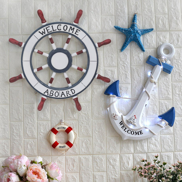 Breakwater Bay Ornamental Nautical Ship Steering Wheel Home Wall Decor ...
