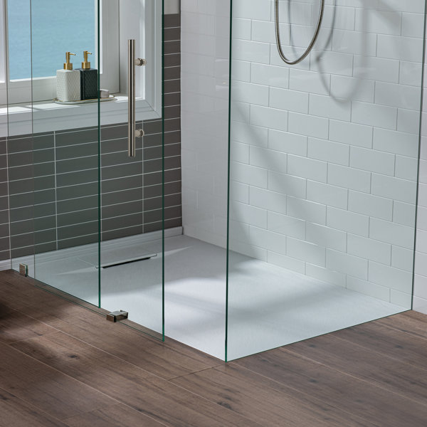 WoodBridge 47.25" W X 31.5" D Solid Surface Shower Base, Non-Slip, Low ...