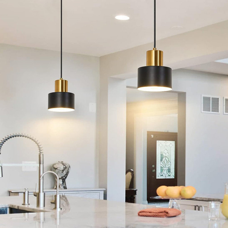 Mercer41 Modern Mini Pendant Light Fixture 2-Pack Industrial Adjustable ...