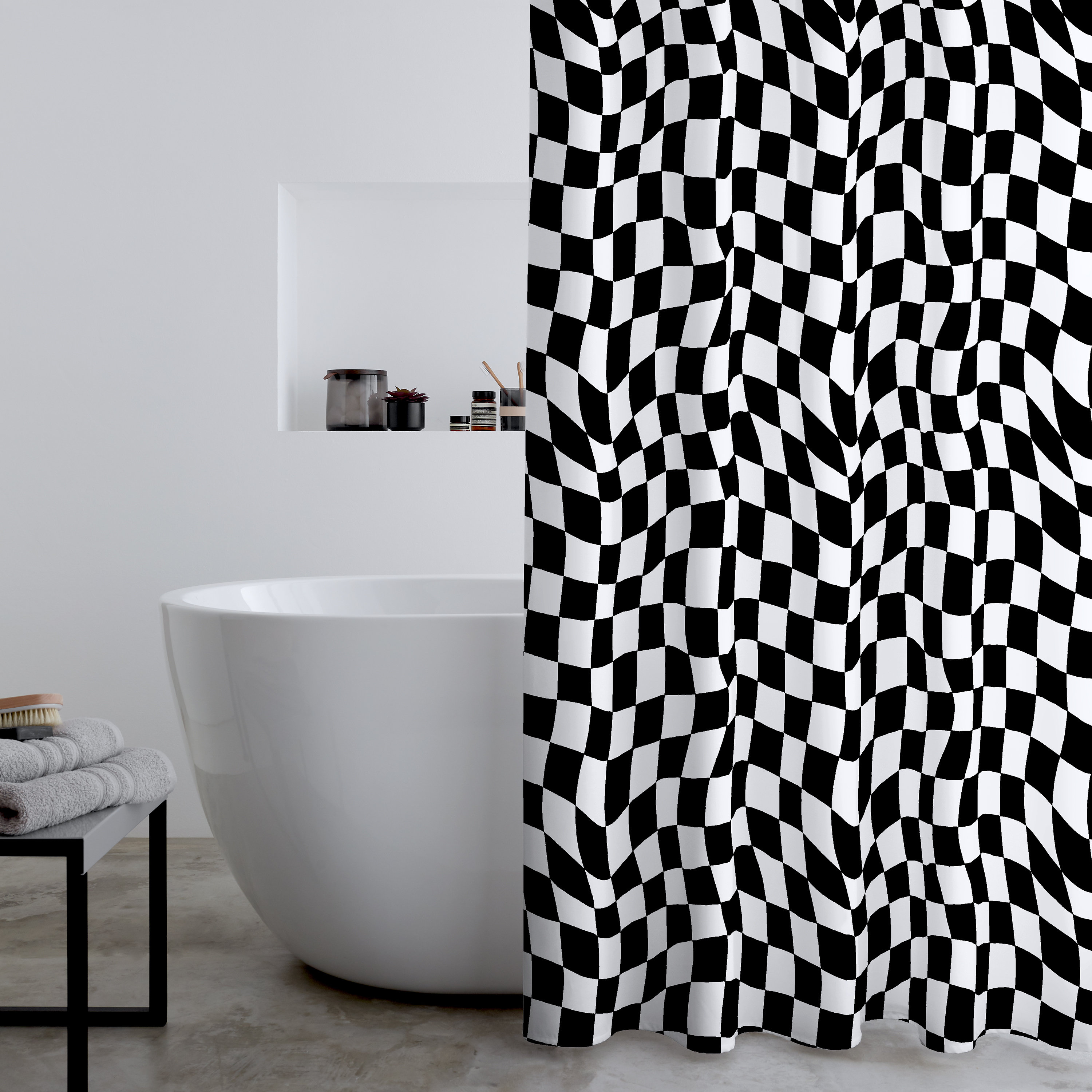 Catherine Lansfield Checkerboard Shower Curtain Panel | Wayfair.ie