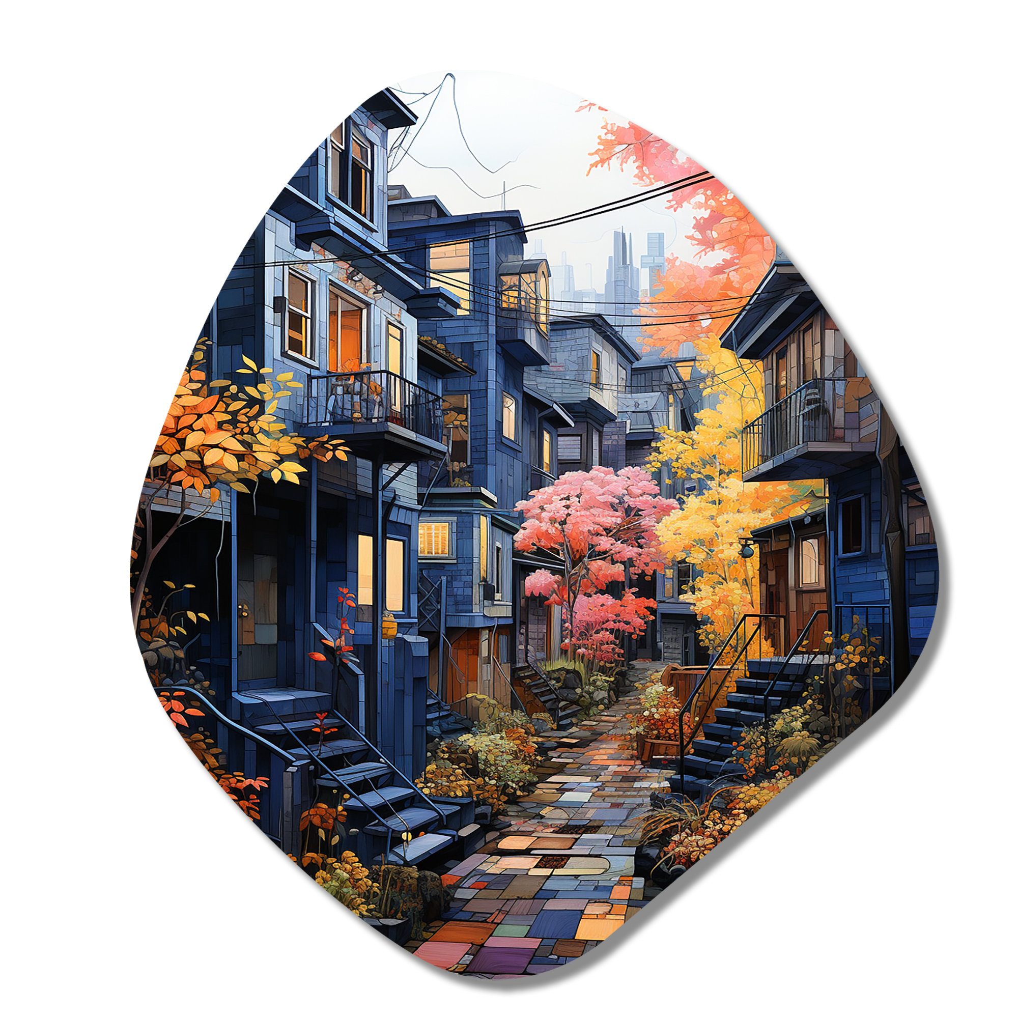 Lark Manor™ Cityscape Alleyway Patchwork VI - City Buildings Nebula ...