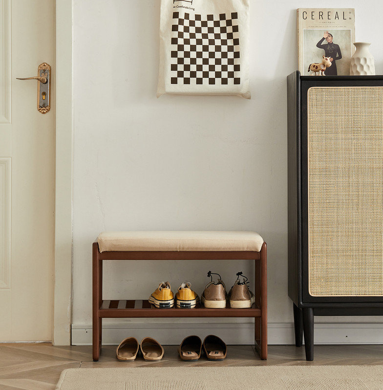 Lark Manor Solid Wood Shoe Bench, Beech Wood Storage Rack Organizer ...