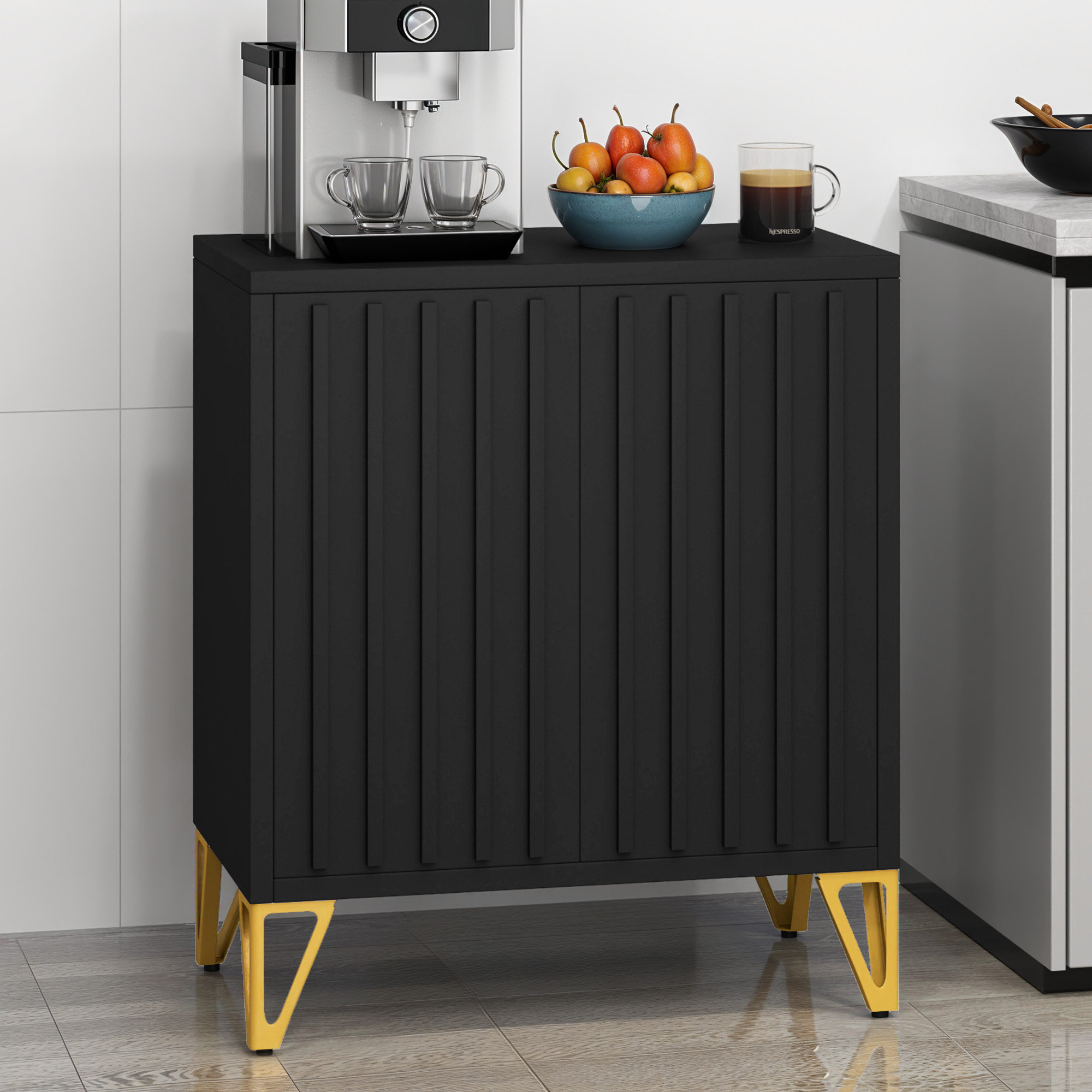 Mercer41 27.6'' Metal Buffet Cabinet With Magnetic Doors & Adjustable ...