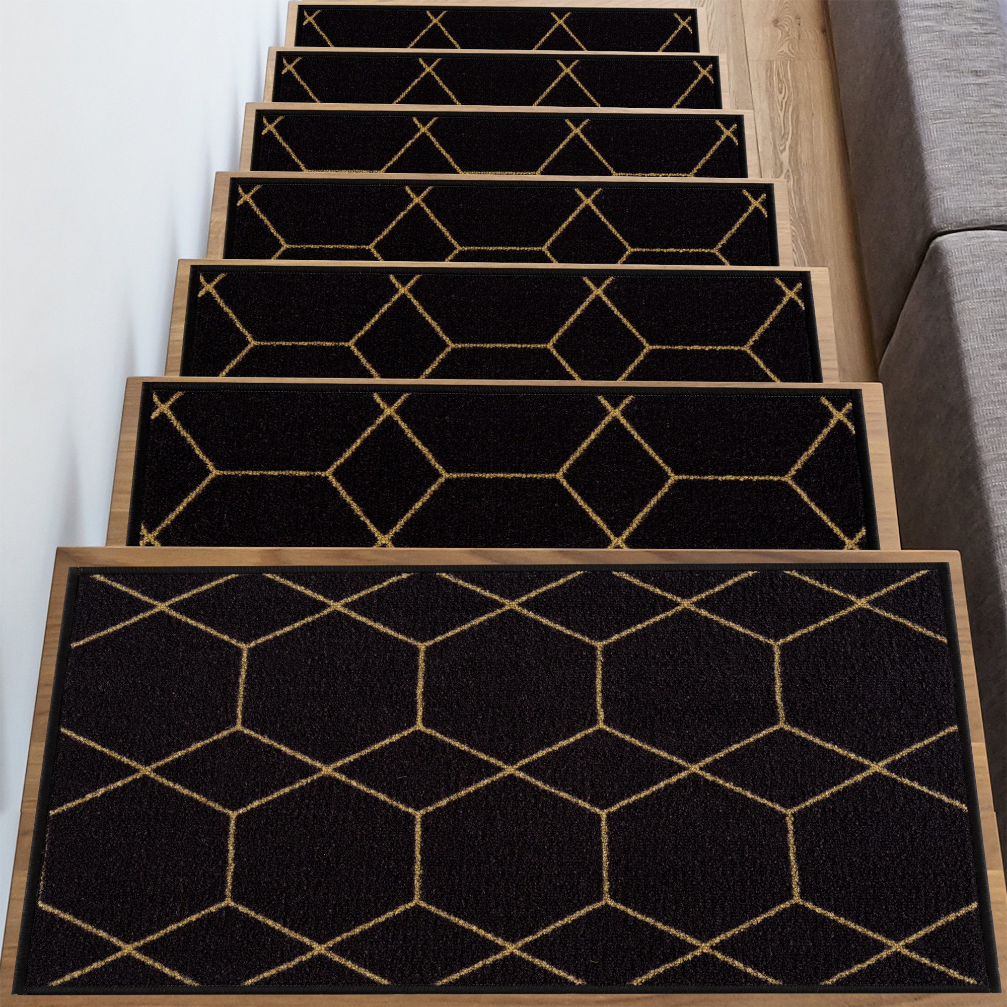 Corrigan Studio® Tillison Hexagon Design Slip Resistant Stair Tread ...