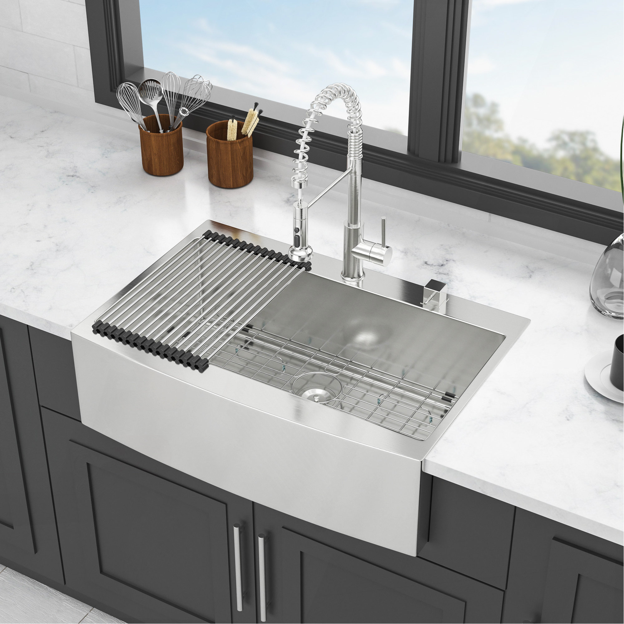 Alxfarton 33 Drop In Farmhouse Sink - 33*22*10 Inch Kitchen Sink ...