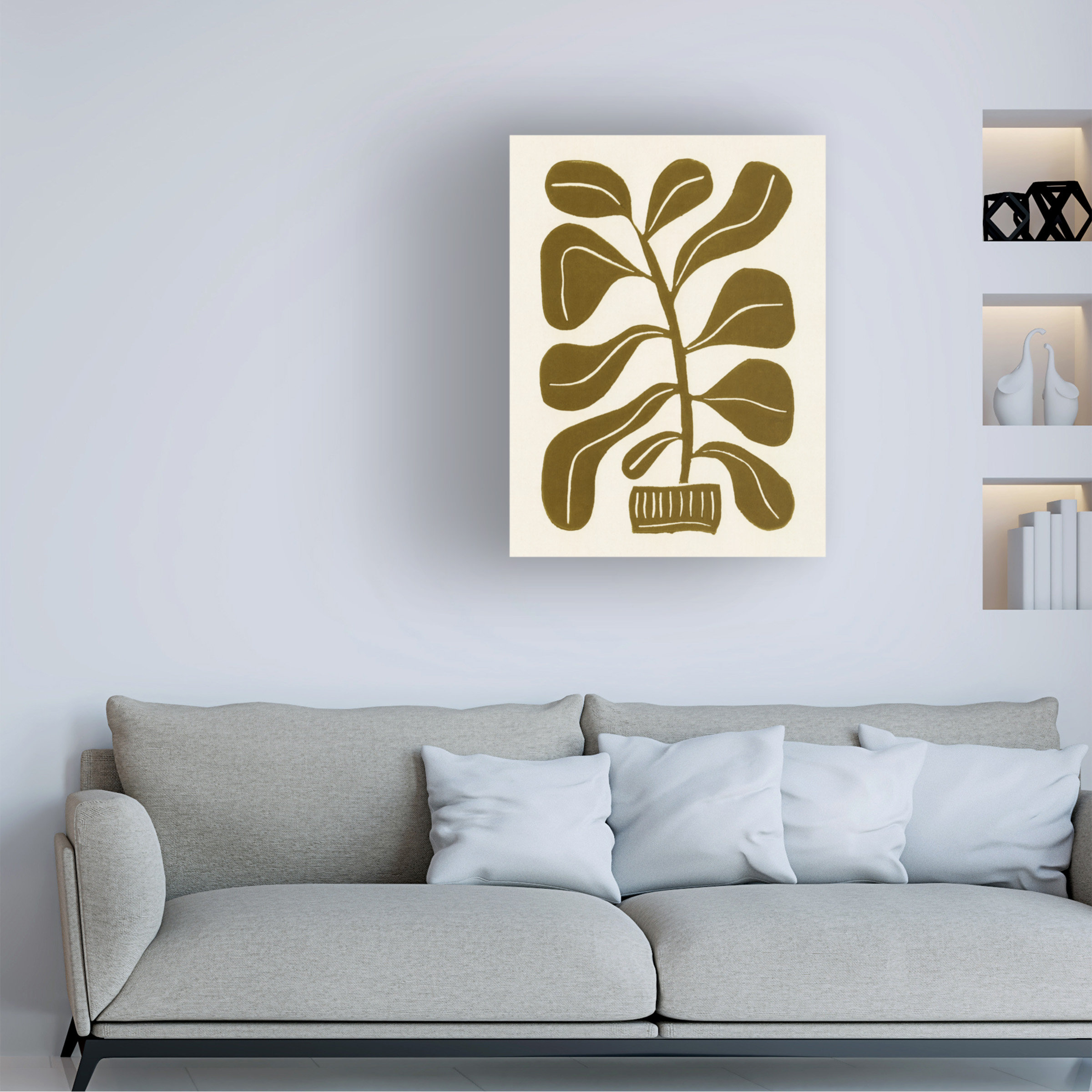 Trademark Fine Art Modern & Contemporary Linocut Houseplant 2 On Canvas ...