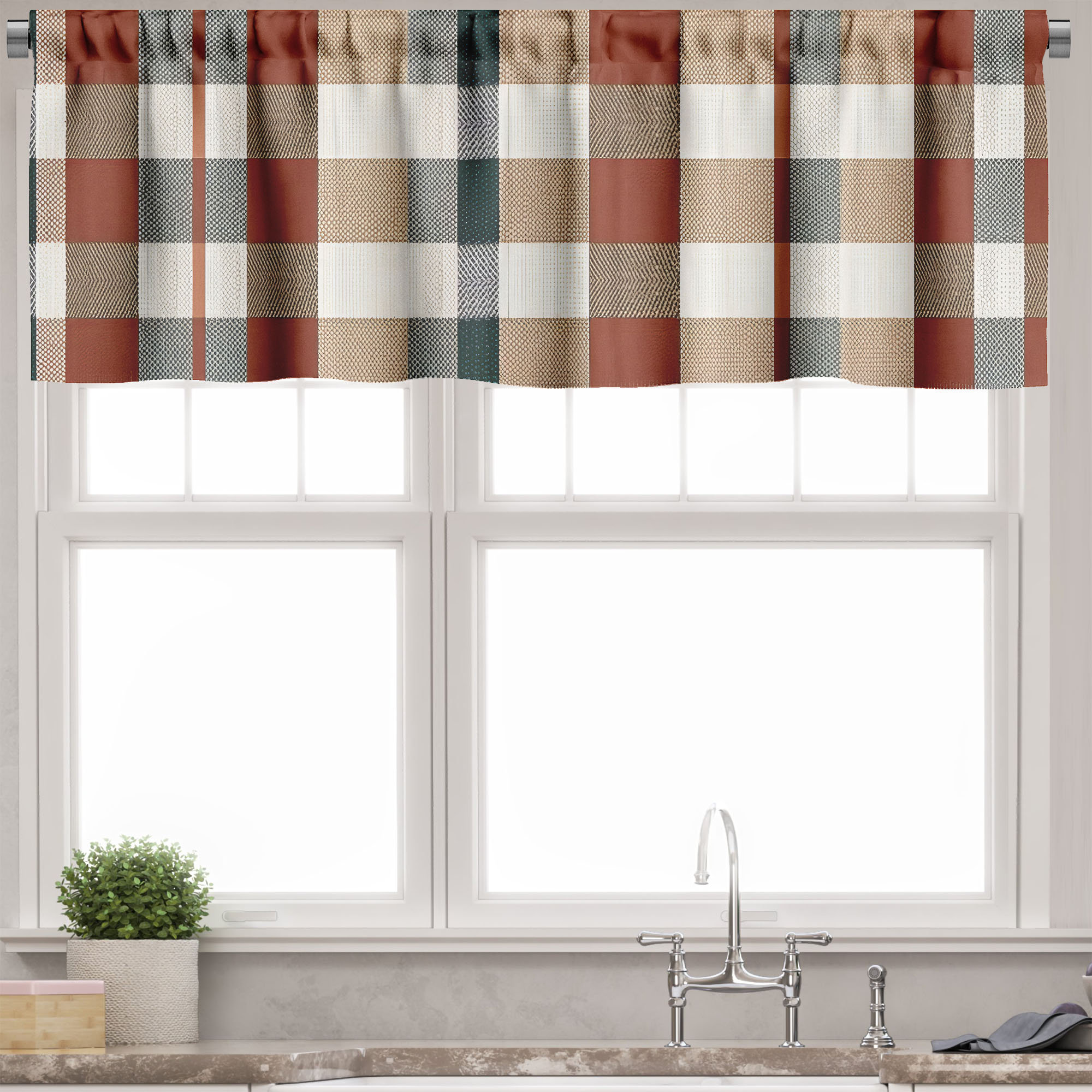 Ambesonne Autumn Plaid Window Valance Buffalo Tartan Pattern 42"x18 ...