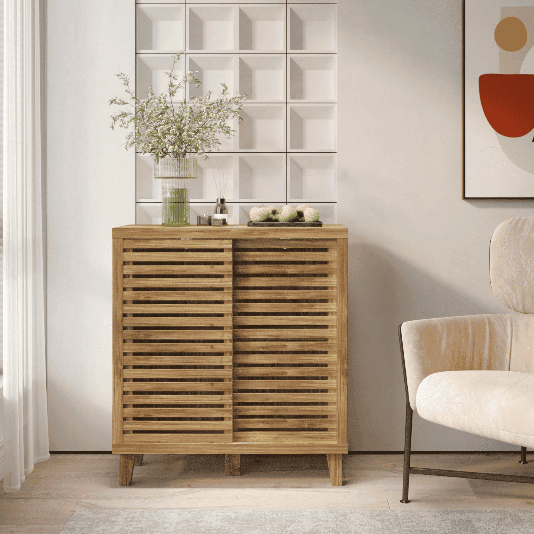 Alpen Home Angelito 2 Sliding Door Sideboard Cabinet Storage Unit ...