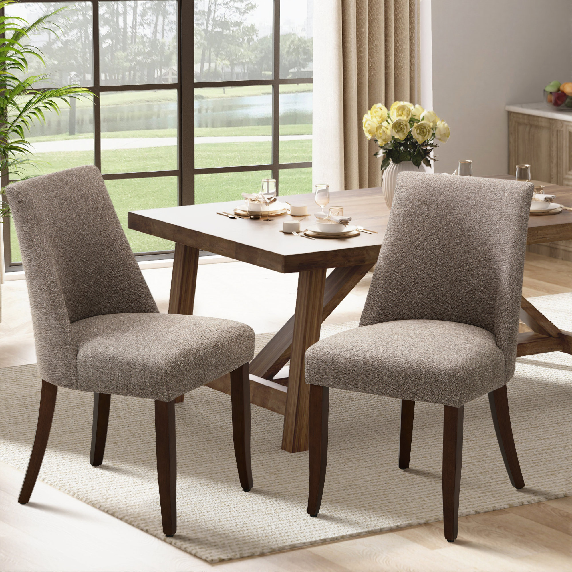 Winston Porter Parsons Upholstered Dining Chair Solid Wood Side Chair ...