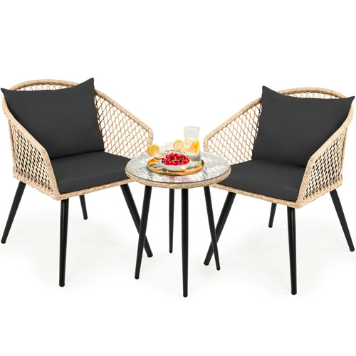 Bay Isle Home Altarik 2 - Person Round Outdoor Dining Set with Cushions ...