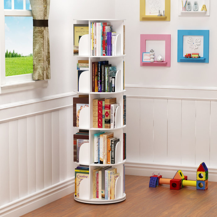 Latitude Run® 360° Rotating Stackable Shelves Bookshelf Organizer ...