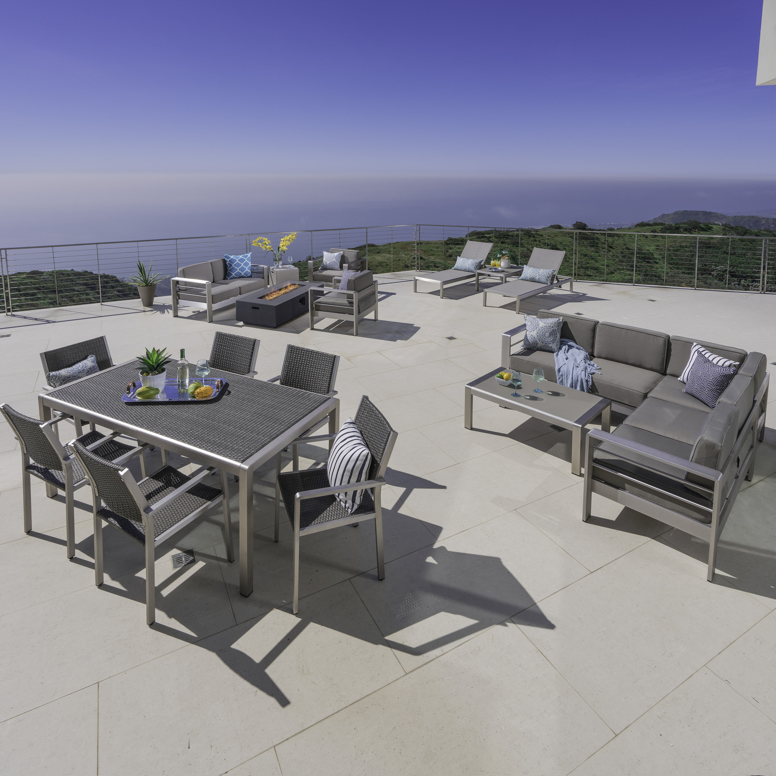 Wade Logan® Caggiano 17 Piece Complete Patio Set with Cushions | Wayfair