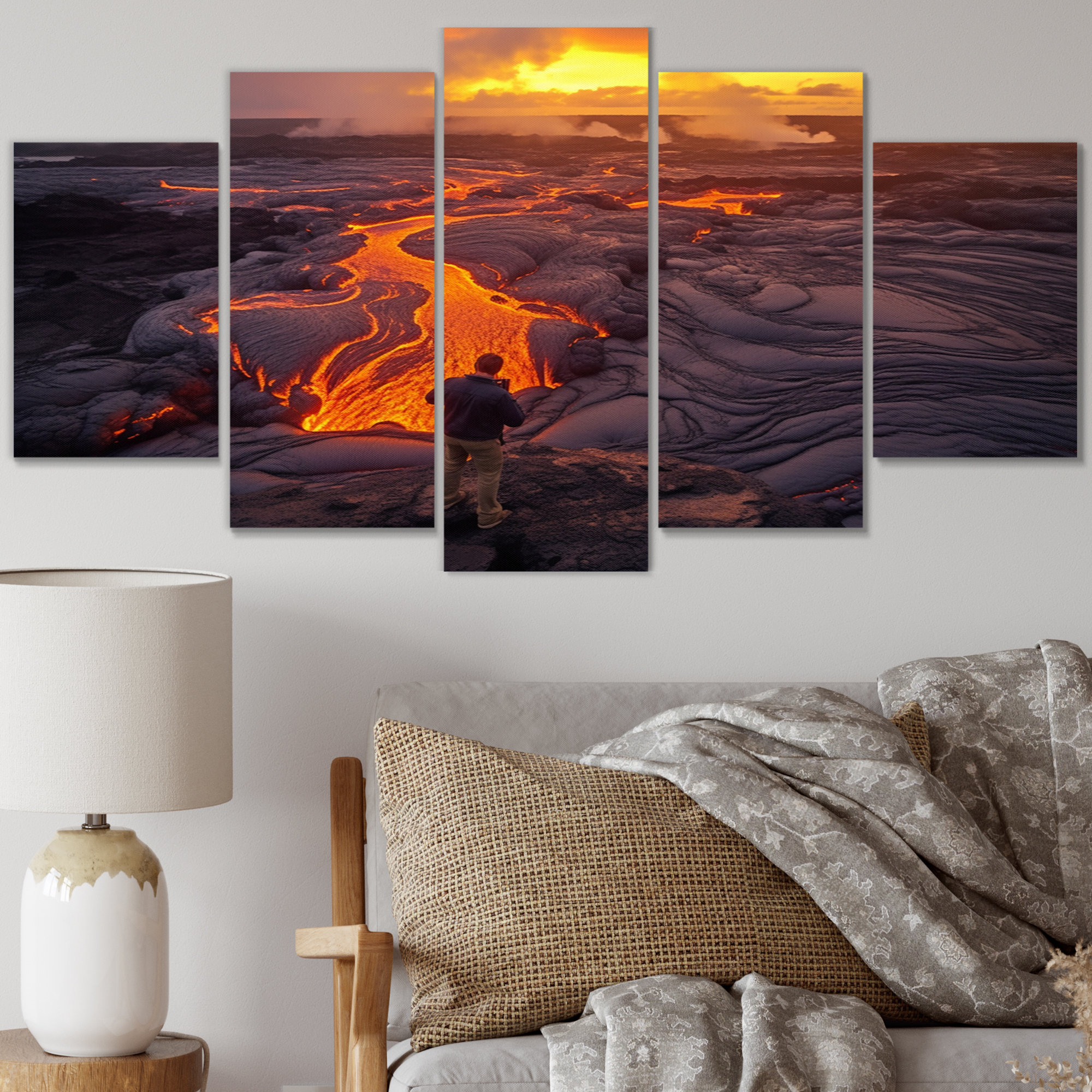 Design Art Hawaiian Volcano Landscape I - Hawaii Metal Wall Art Living ...