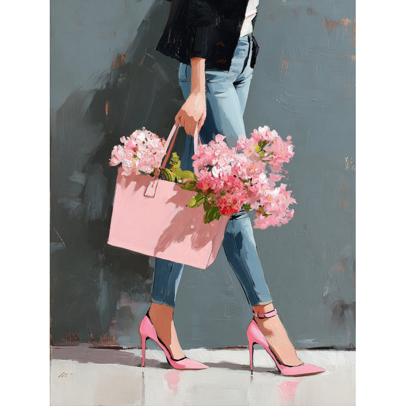 Latitude Run® Pink Bloom Walk Wrapped Canvas Wall Art | Wayfair