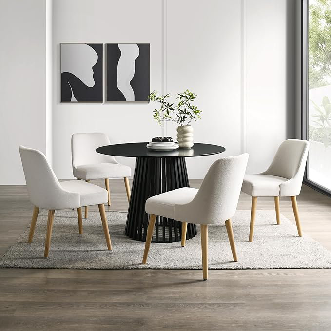 Xdeco Mid-Century Modern Upholstered Dining Chair With Wooden Leg ...