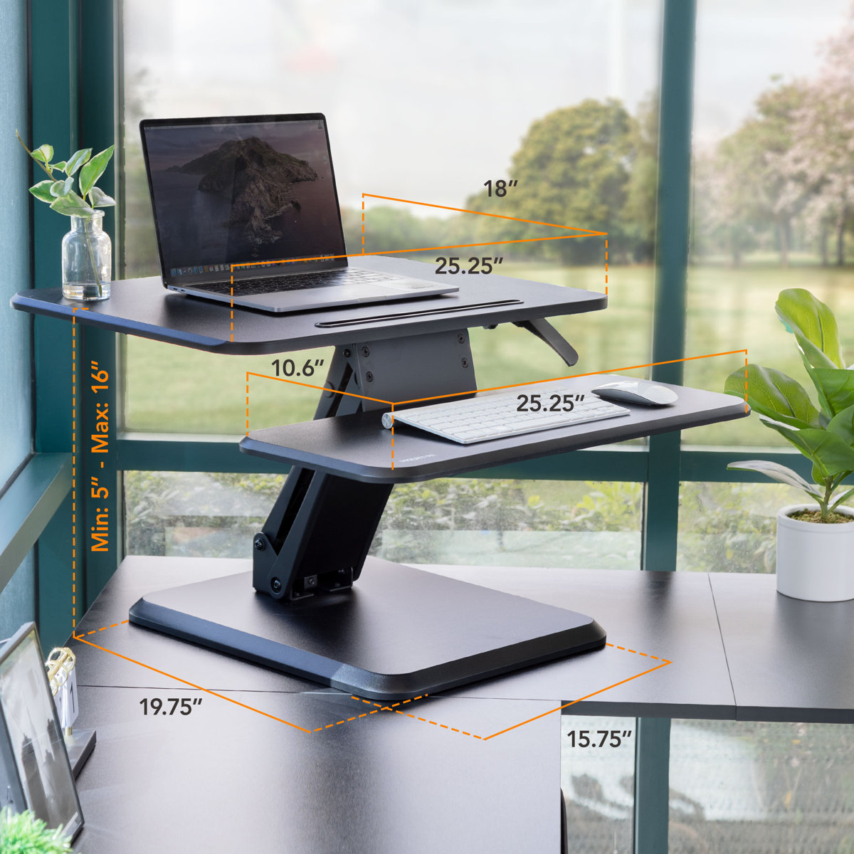 Mount-It! Height Adjustable Standing Desk Converter, 25” Wide Desktop ...