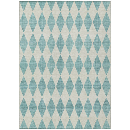 Geometric Teal Area Rugs You'll Love | Wayfair