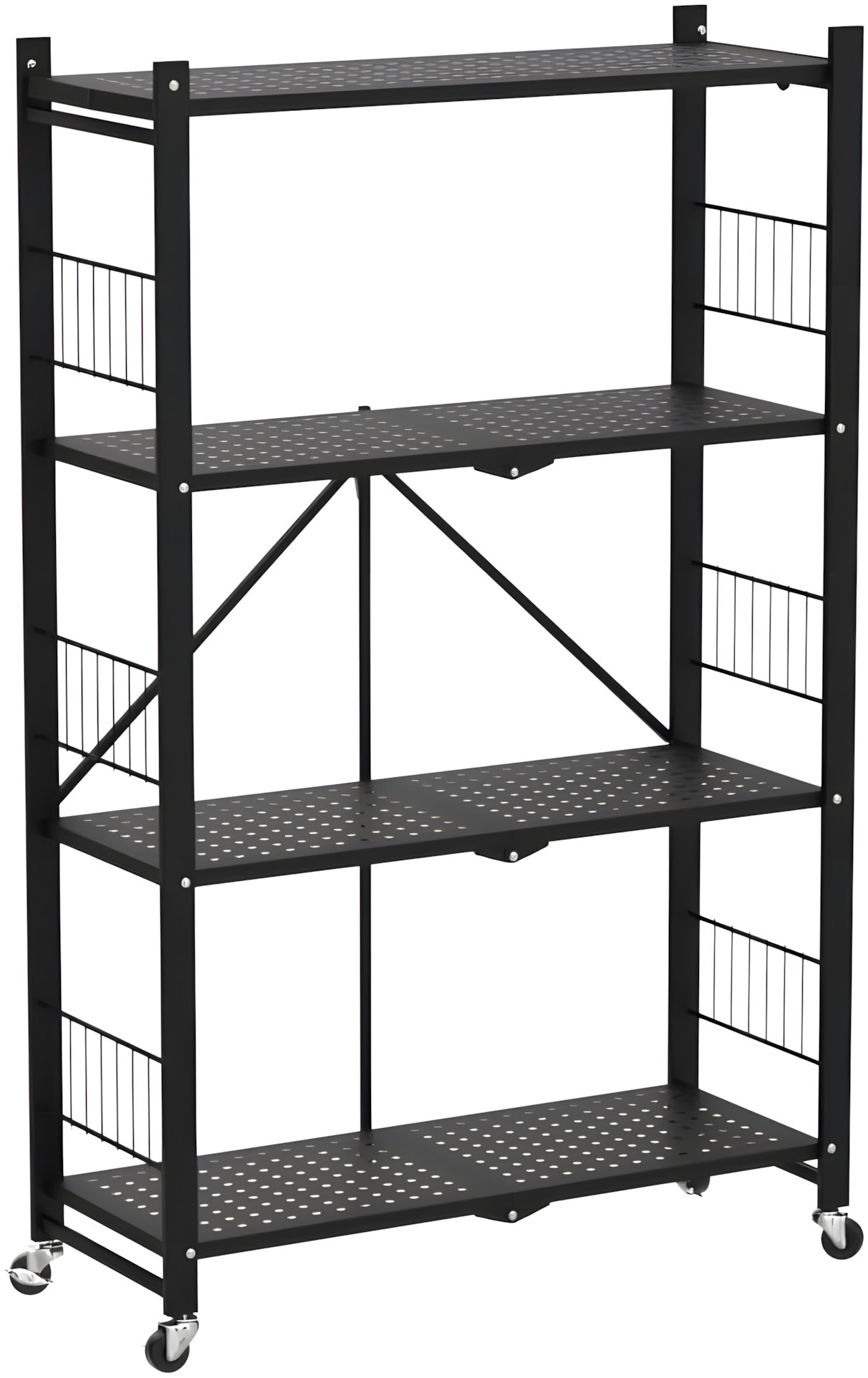 Orren Ellis Heavy-Duty Folding Metal Storage Shelves With Wheels ...