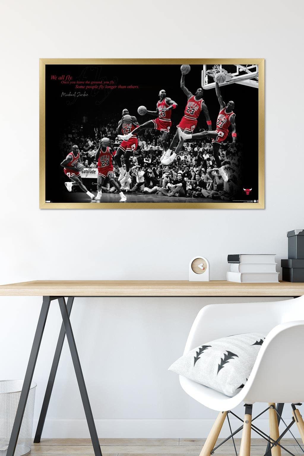 Trinx International Michael Jordan,Fly Wall Poster, 22.375" x 34", Gold ...