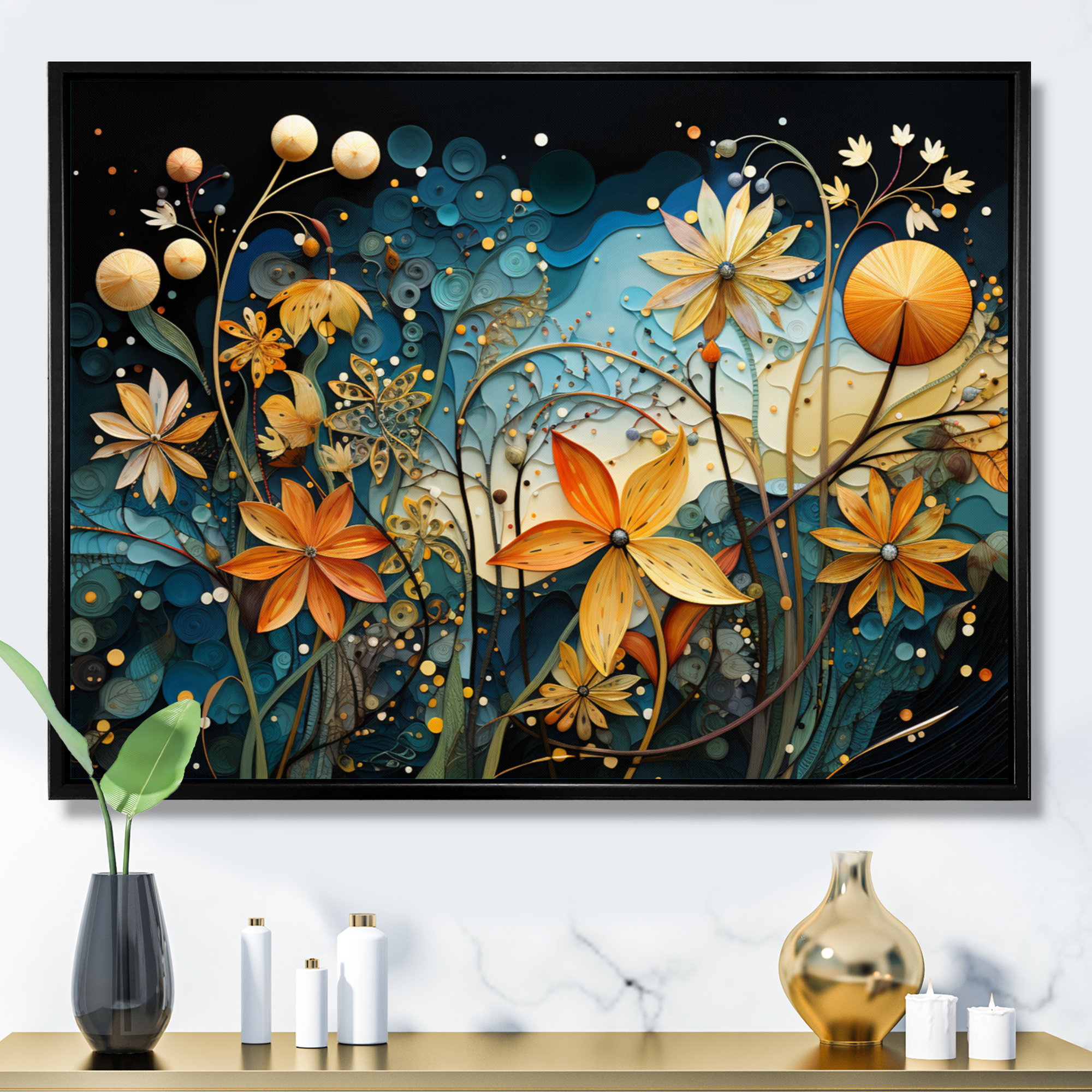 Red Barrel Studio Orange Blue Tropical Tangle VI - Abstract Collages ...
