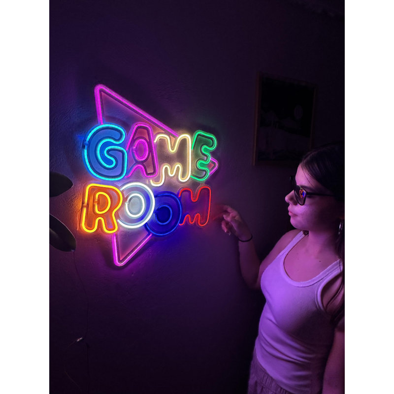 Trinx Game Room Metal Neon Sign, Neon Wall Decor, Game Room Neon Sign ...