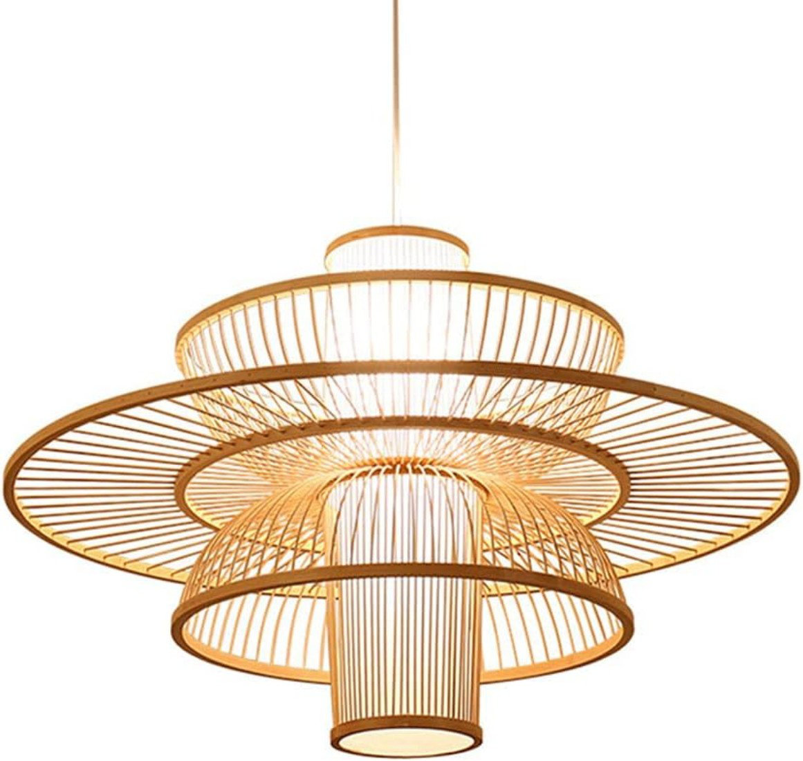 Dakota Fields Japanese Style E27 Bamboo Chandelier, Multilayer Braided ...