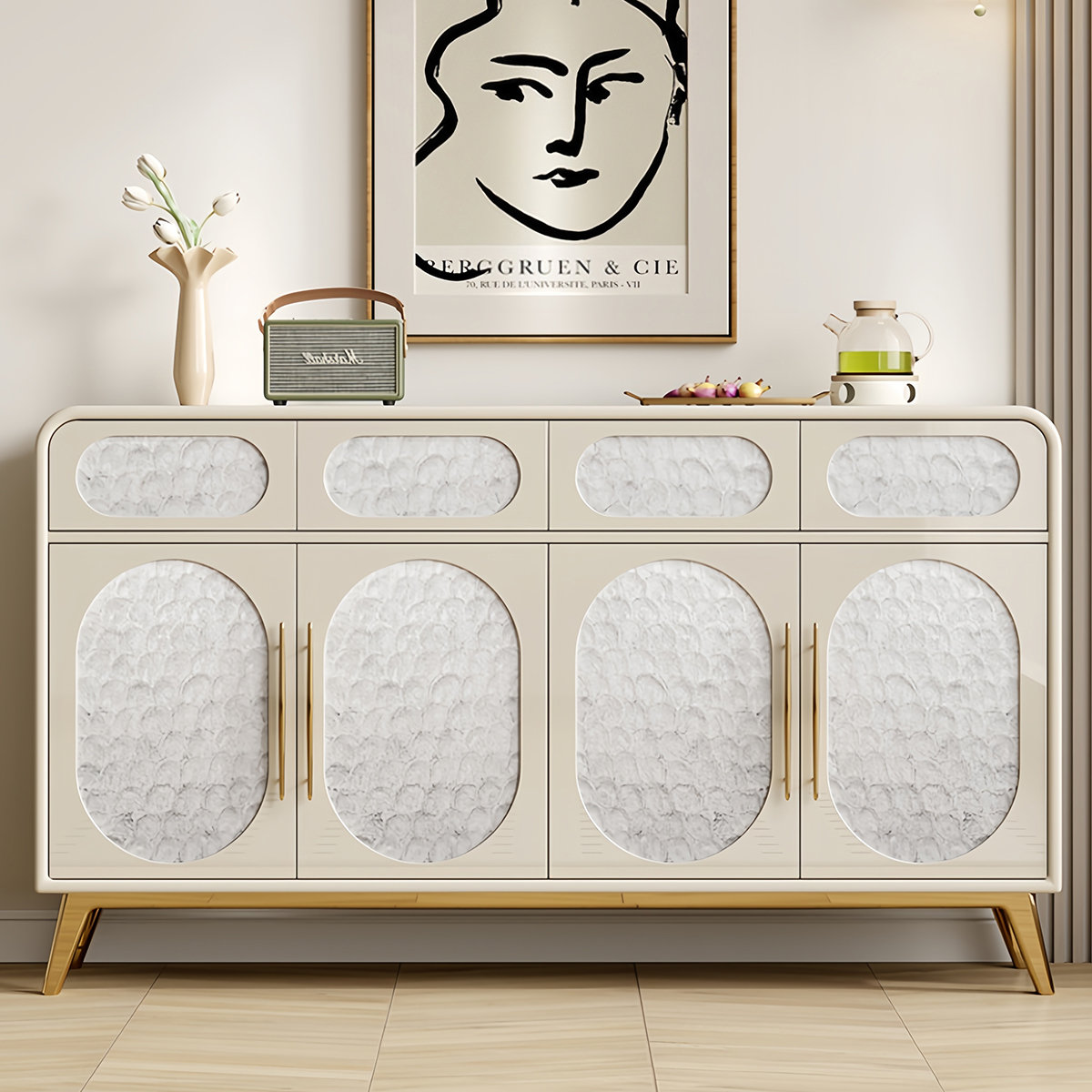 Licalilo Luxury Modern Shell Bedroom Storage Cabinet - Wayfair Canada