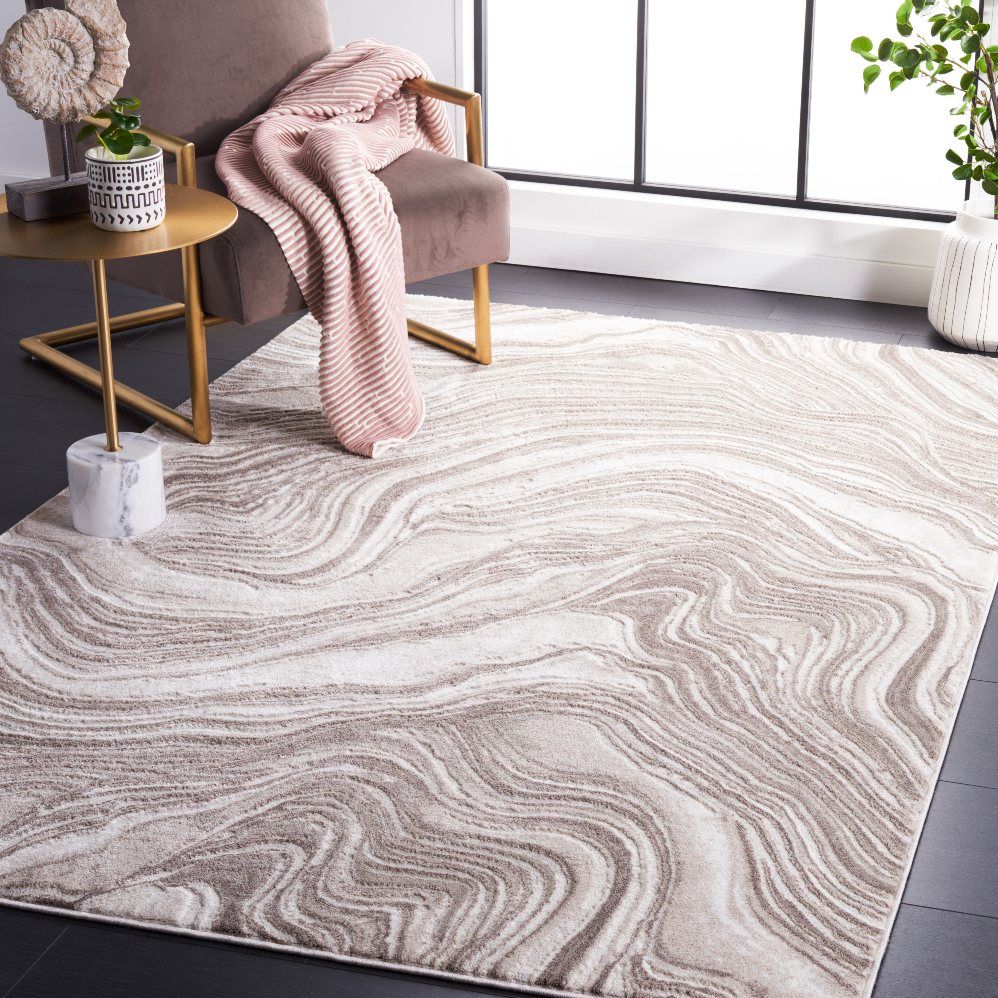 Orren Ellis Abstract Beige Area Rug - Wayfair Canada