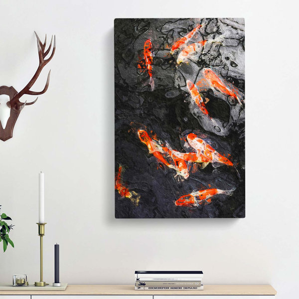 East Urban Home Carp & Koi Fish In Abstract - Wrapped Canvas Painting ...