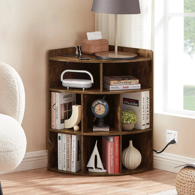 Wade Logan® Cayhlin 29.2" H x 19.7" W Wooden Corner Bookcase Corner ...