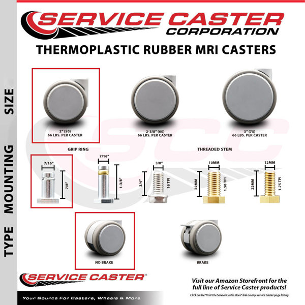 Service Caster Rubber MRI Safe Caster | Wayfair