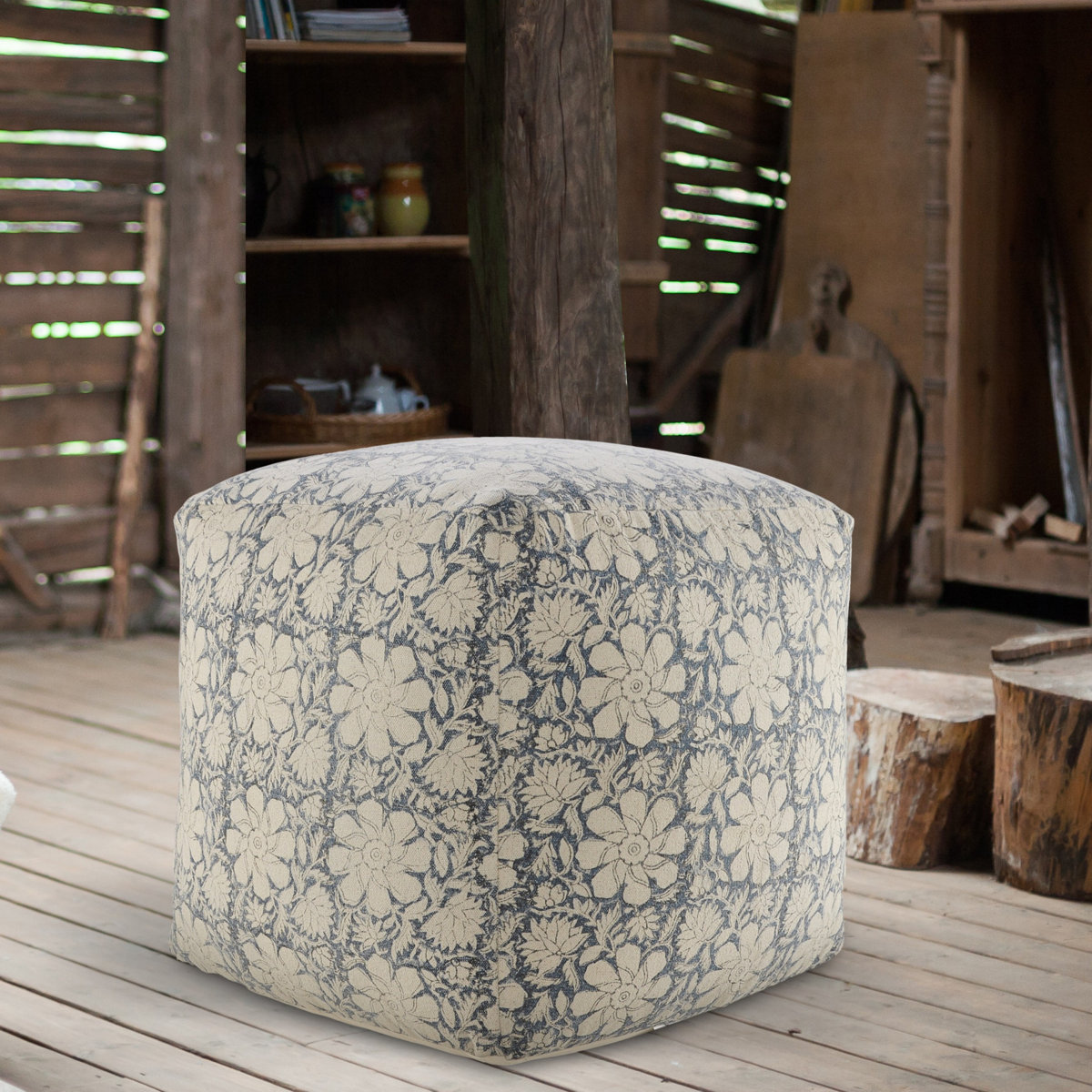 Kelly Clarkson Home Ava Square Floral Pouf Ottoman & Reviews | Wayfair