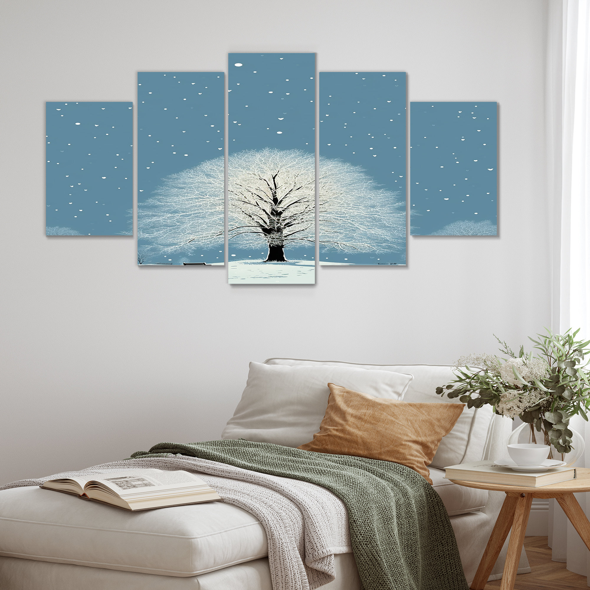 Millwood Pines Singly White Snow Tree In Winter Park - Tree Oak Wall ...