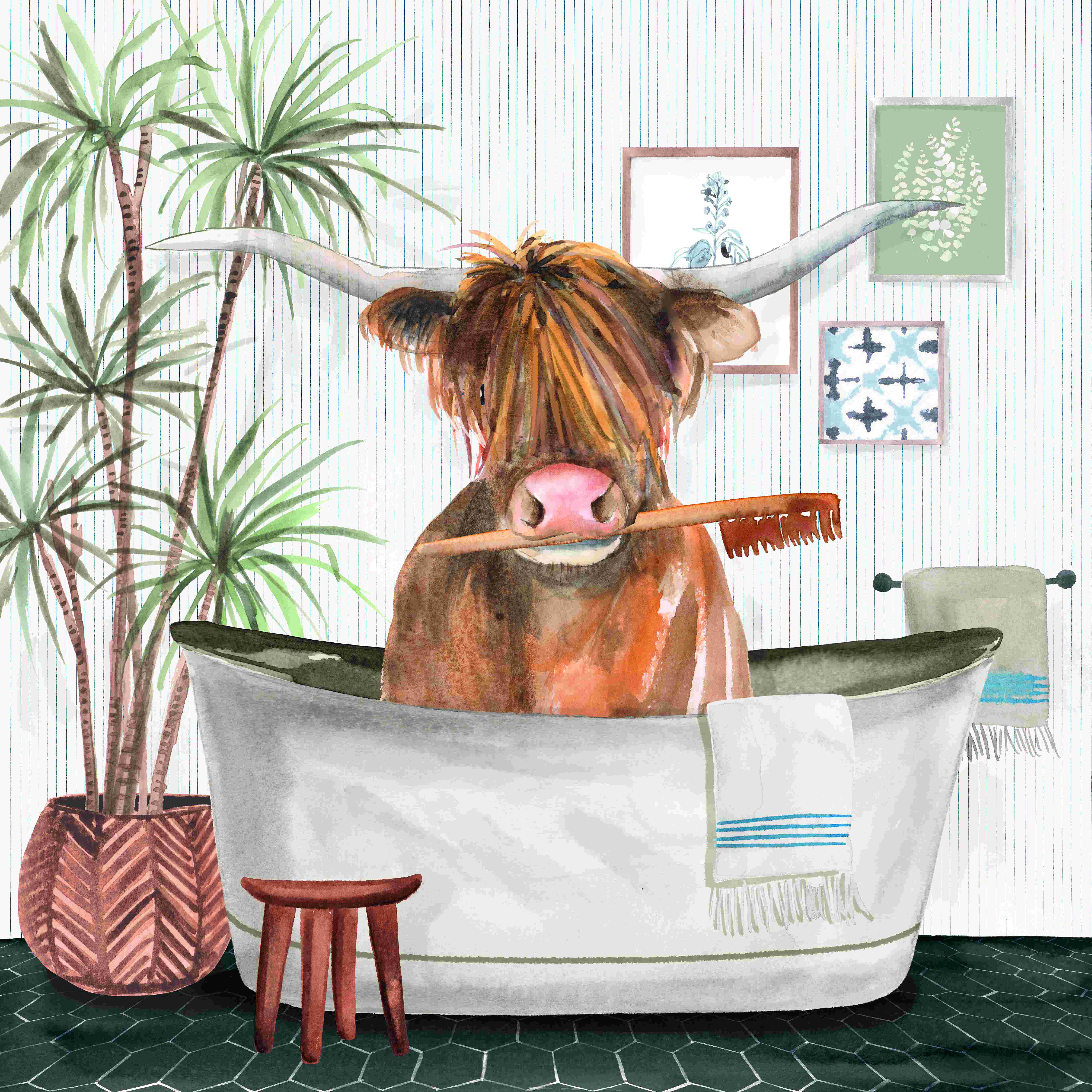 Union Rustic Lucy the Cow - Wrapped Canvas Painting | Wayfair