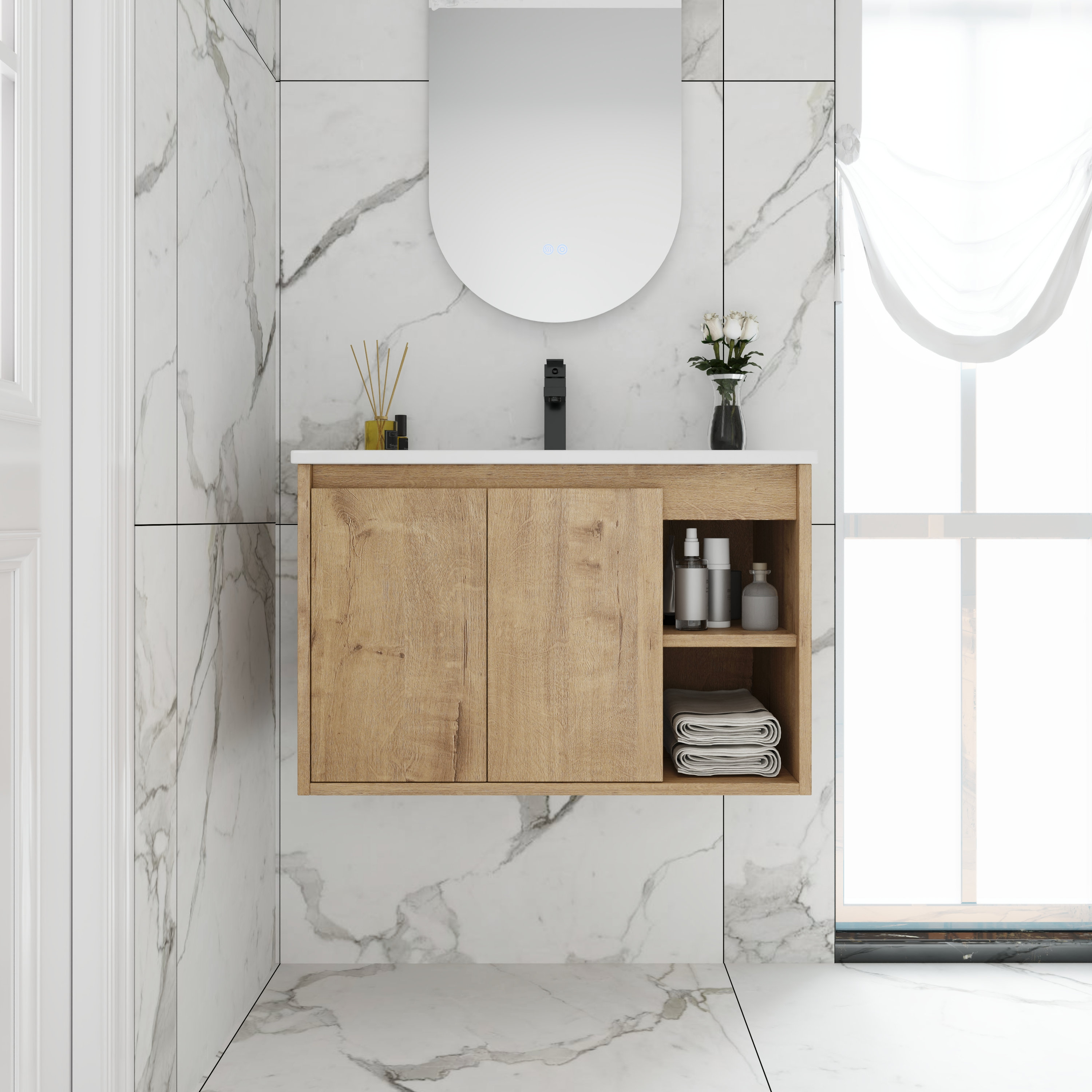 Millwood Pines Donah 30.03'' Single Bathroom Vanity with Ceramic Top ...