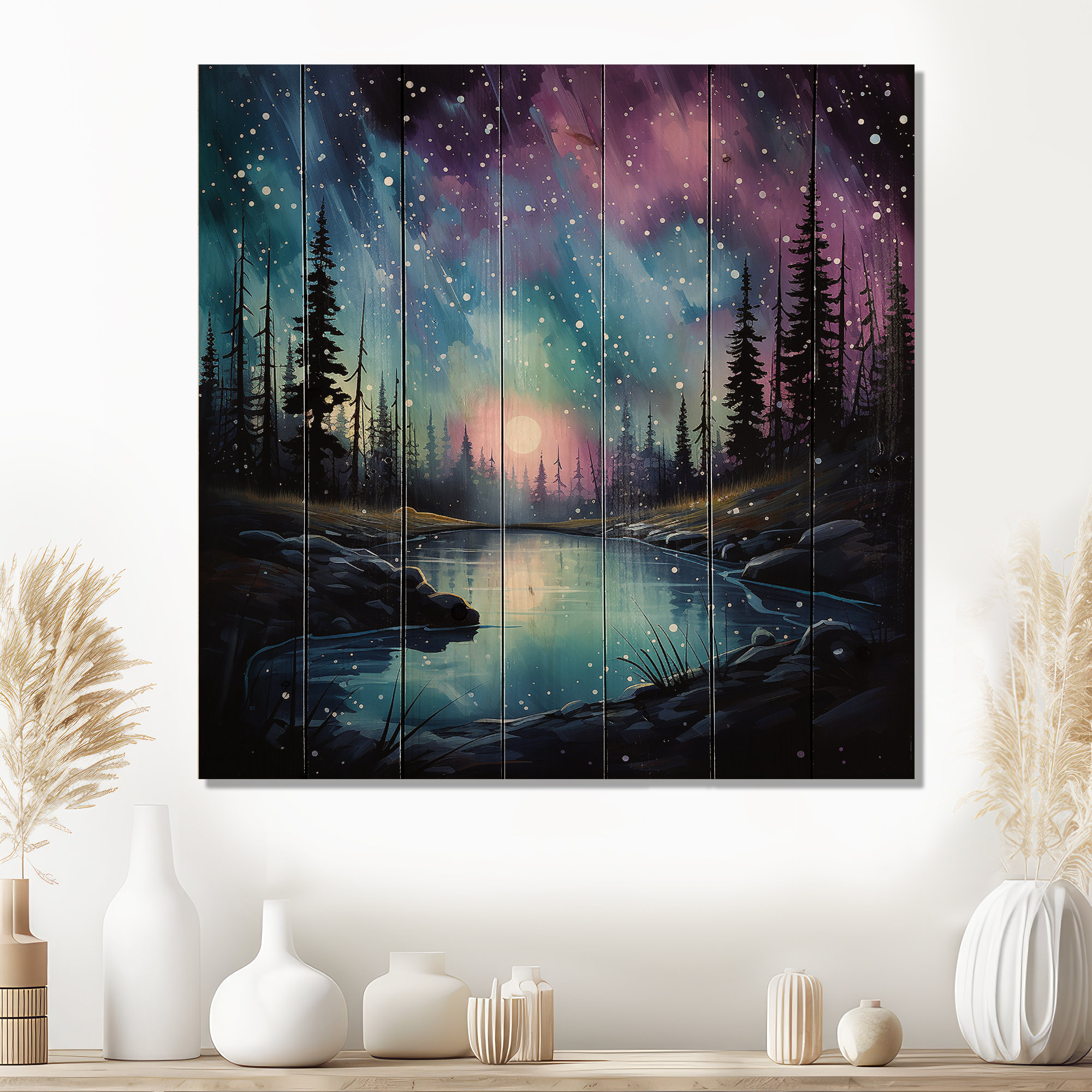 Red Barrel Studio® Jamond Aurora Borealis Dancing Lights VIII On Wood ...